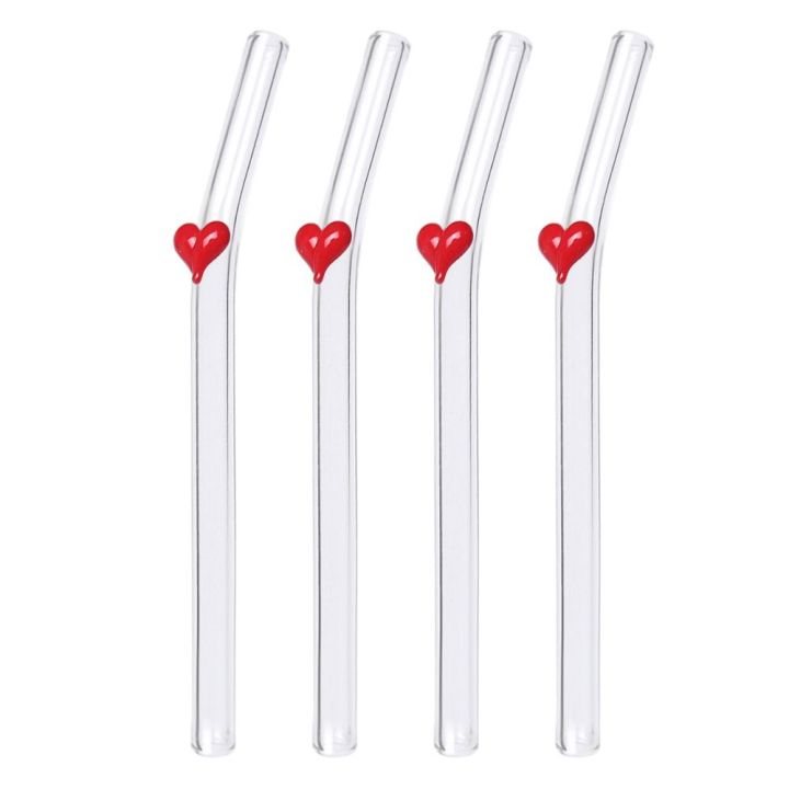 Portable Glass Rose Flower Glass Straws Reusable Transparent Drinking ...