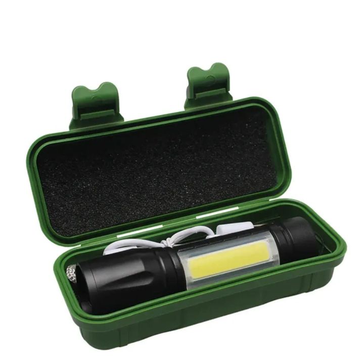 Portable Mini Led Flashlight Zoom Torch Built In Battery USB ...