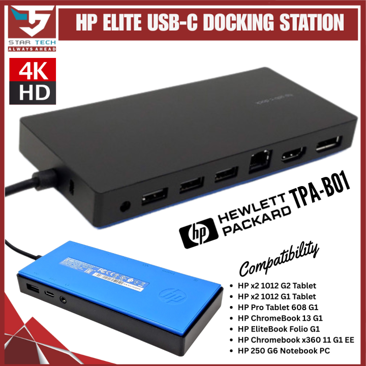 Original HP Elite x2 TPA-B01 Docking Station with 65w Power Adapter ...