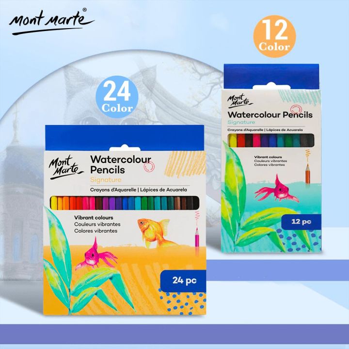 Mont Marte Signature Watercolor Pencils Set Pack of 12 & 24 | Daraz.pk