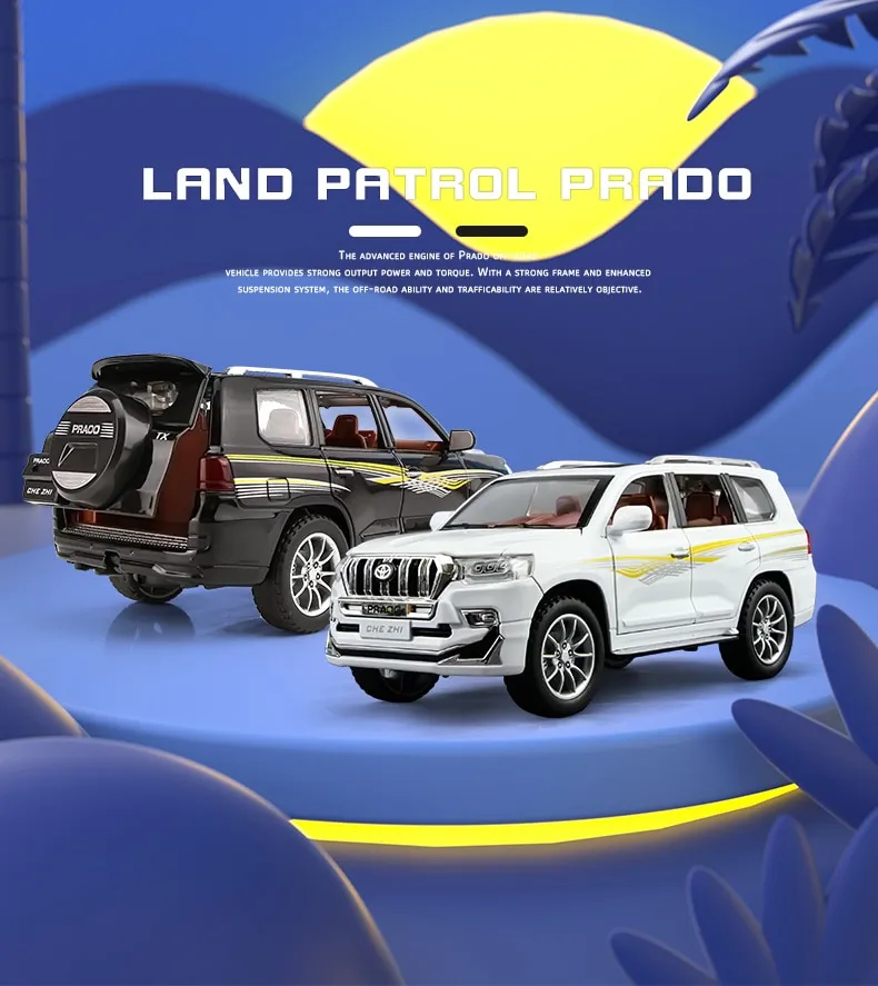 Toyota Prado Model Car Scale Model 1:24 ,Zinc Alloy Pull Back Toy car ...
