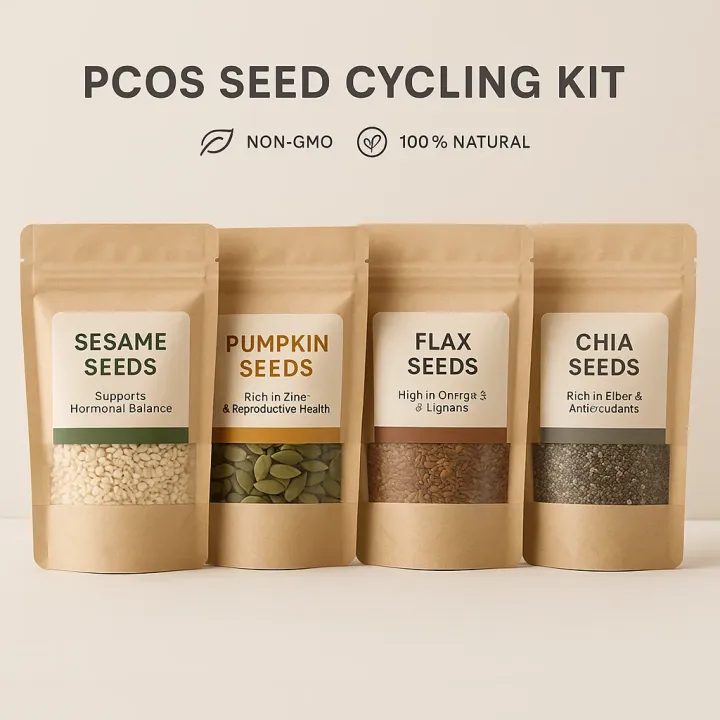 PCOS Seed Cycling Kit 150gram | 150gram PCOS Seed Cycling Kit for Women ...
