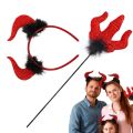Funny Hair Hoop Halloween Costume Set Glitter Bull horn Red Cane Dress ...