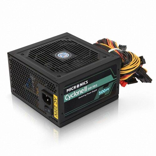 MICRONICS CYCLONE II Series 500W Gaming / Computer Power Supply Unit ...