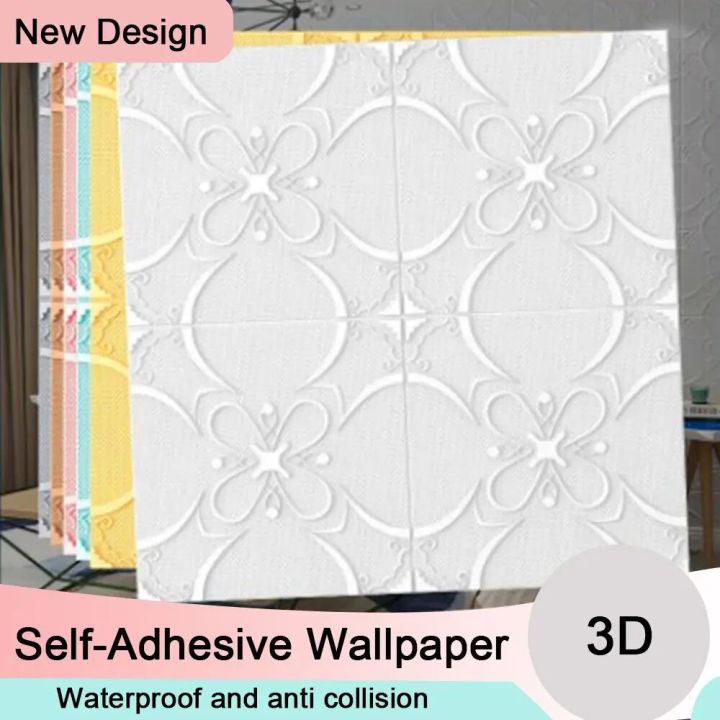 70x70cm Self-Adhesive Wallpaper 3D Brick Stickers DIY Waterproof Foam ...