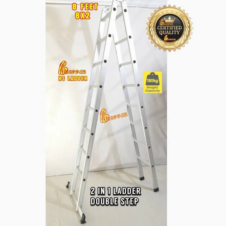 16 Step Aluminum Folding Seeri Ladder | Double Side 2-in-1 Heavy Duty ...