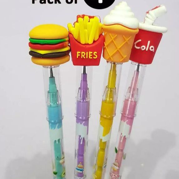 Burger, Fries, Cola & Cone Shape pop Pencils for kids school office ...