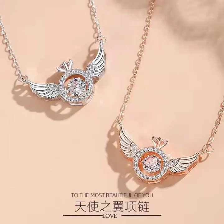 Angel smart necklace, clavicle chain, beating heart wings, female niche ...