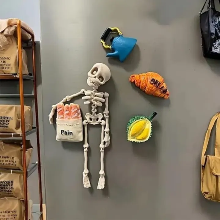 Decorative 3D Skeleton Refrigerator Magnets Poseable Funny Skull Fridge ...