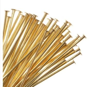 100 pcs Flat Head pins / Golden Head pins for making jewelry finding ...