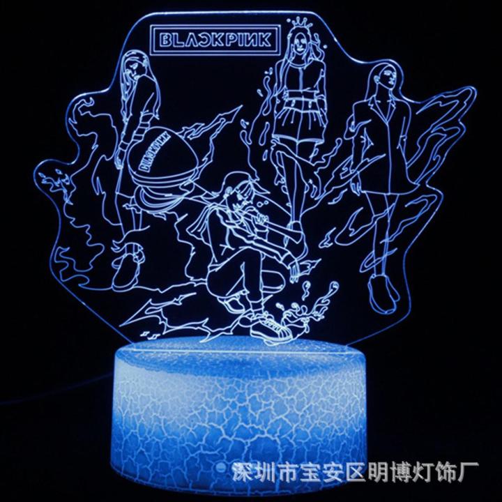 Korean girl group BLACKPINK peripheral 3D night light crack touch ...