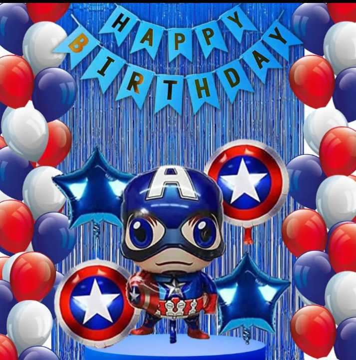 68 PCS Captain america Birthday Theme Full Decoration Set for Birthday ...