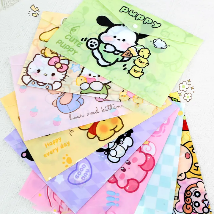 Sanrio Cute Kitty A4 Button File Bag Waterproof Cartoon Shin-chan Paper ...