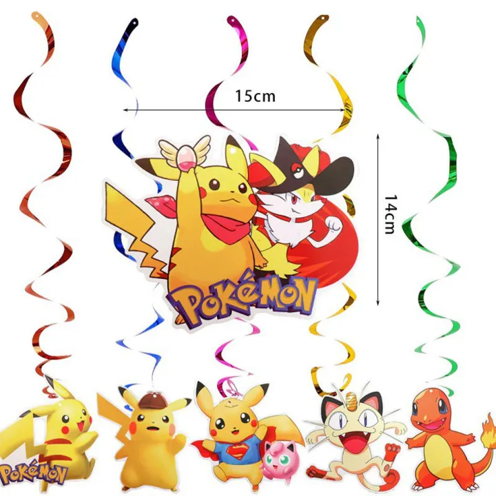 Pokemon Theme Pikachu Pull Flag Banner Set Cake Topper Bulbasaur ...