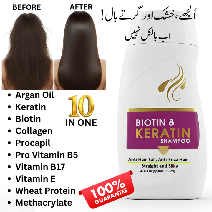 Biotin Keratin Anti Hair fall Anti Frizz Shampoo | Daraz.pk
