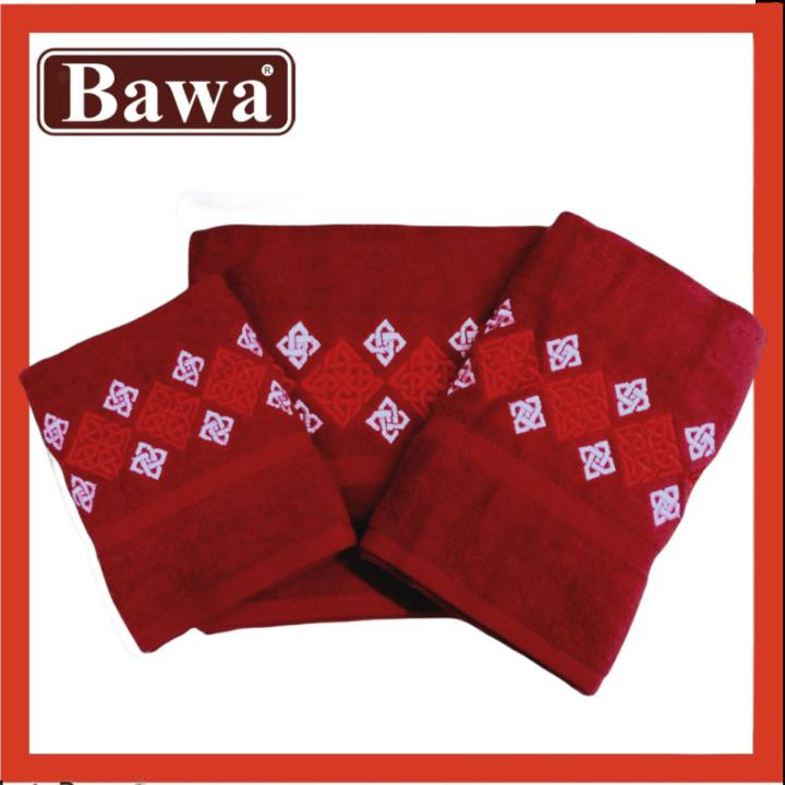 Bawa Classic - 3 Piece Bath Towel Set 3D Effect Embroidered in Random ...