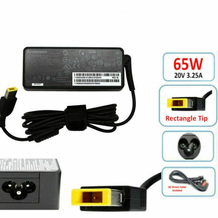 Genuine Lenovo Square Pin Laptop Charger 20V 3.25A (65W) - Fast ...