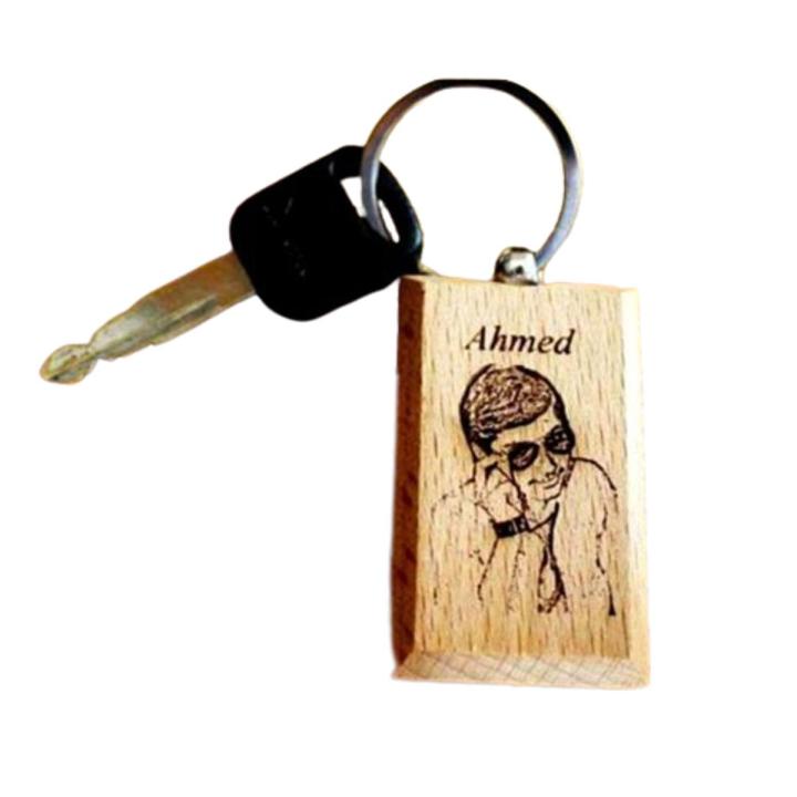 Personalized Wooden Keychain with Engraved Photo And Name Customized ...