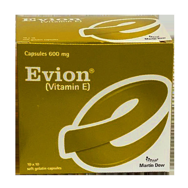 Evion Vitamin-E Capsules 600 mg (Pack 10 Capsules) for Humans Hair ...