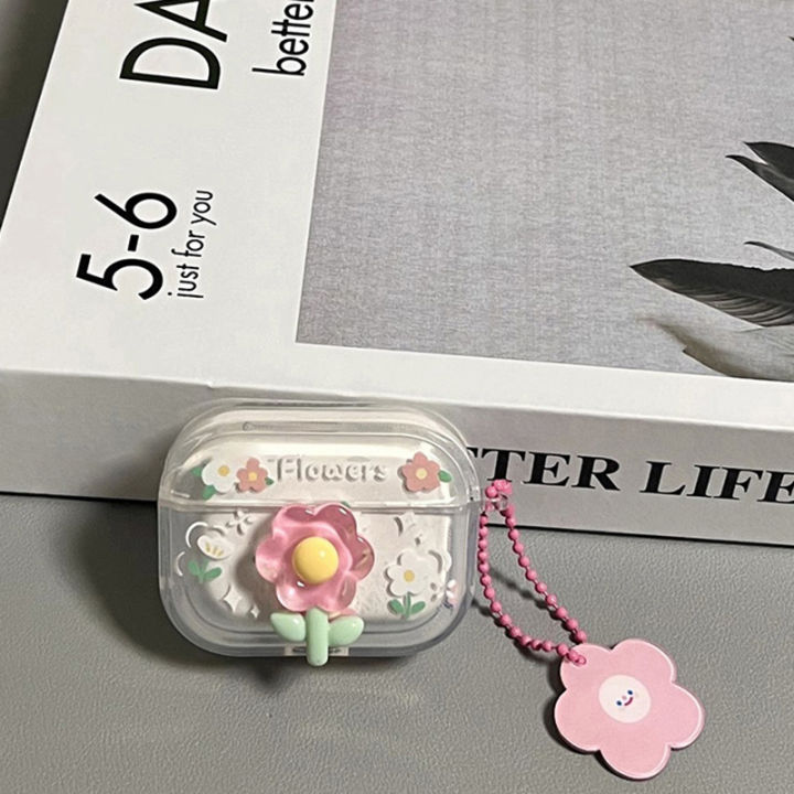 Cute Pink Flower Wavy Border Headphones Case For AirPods 1 2 3 ...