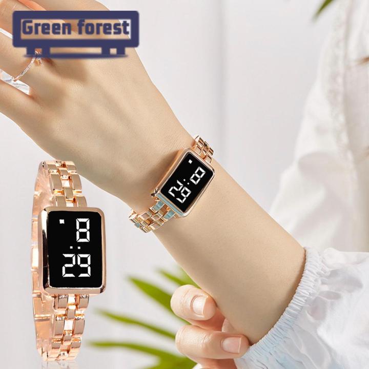 Green forest LED Digital Watch Touch Operation Metal Band Digital Watch ...