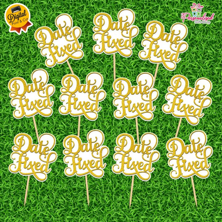 Pack of 12 Date Fixed cupcake Mithai Toppers 2.5 inches Best for ...