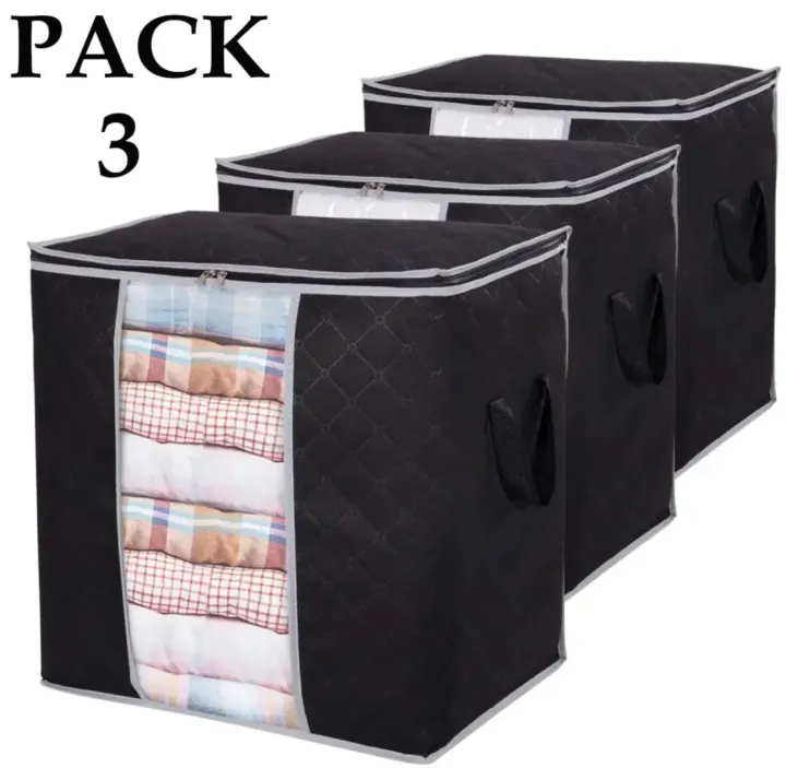 PACK 3 - Portable Storage Bags Organizer, Portable Clothes Storage Bags ...