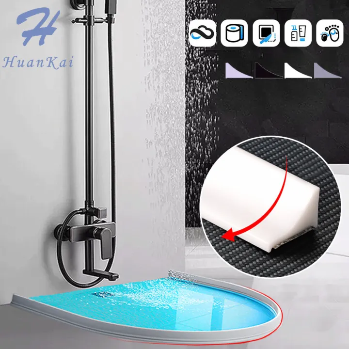 Huankai Silicone Bathroom Water Stopper Blocker Strip Shower Non-slip Dry And Wet Separation ...