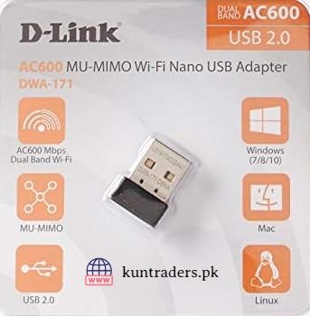 DWA-171 D-Link Dual Band AC600 MU-MIMO Wi-Fi Nano USB Adapter 2 Years ...