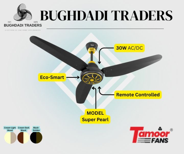 Tamoor Fans Pearl Model AC/DC Ceiling Fan – Energy Efficient, Premium ...