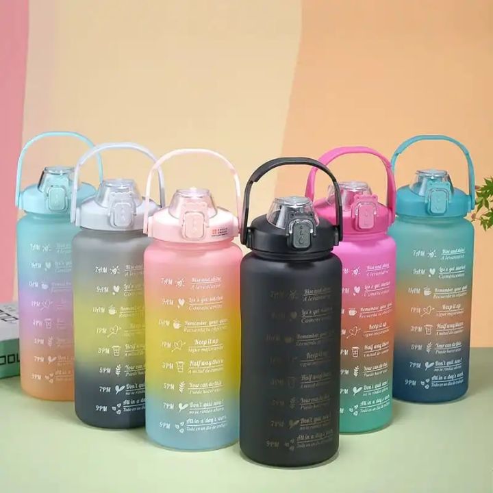 2L Portable Large Capacity Water Bottles Fitness Water Jug With Time ...