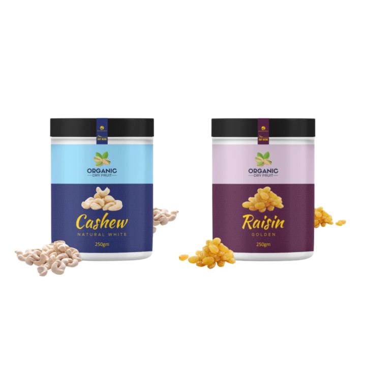 Organic Dry Fruit Combo Pack Of 2 Cashew Nuts 250G And Golden Raisin ...