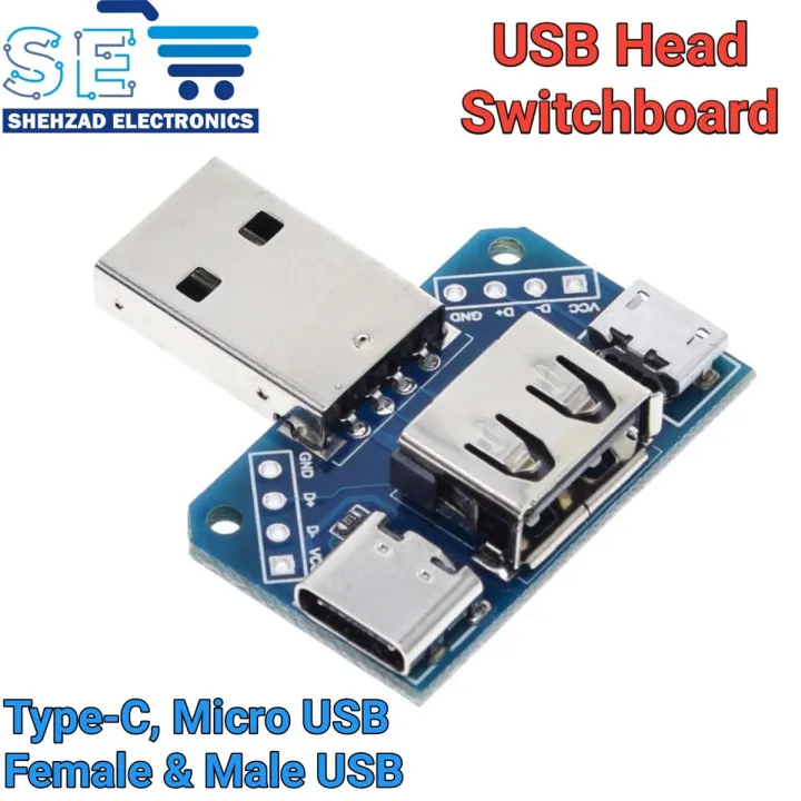 USB Head Switchboard Male USB Connector to Type-C Micro USB Female USB ...