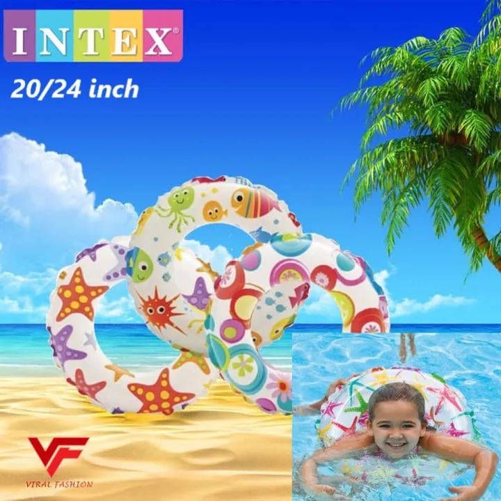 Intex 59230 / 59241 Recreation 20/24 Inch Lively Print Swim Ring Summer ...