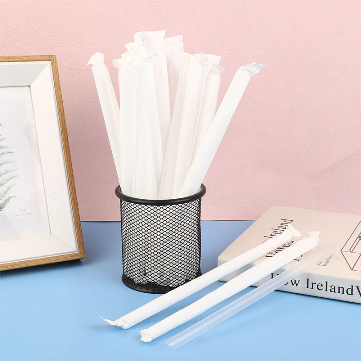 50Pcs Transparent Wrapped Straw Extra Wide Pointed Plastic Thick Straw ...