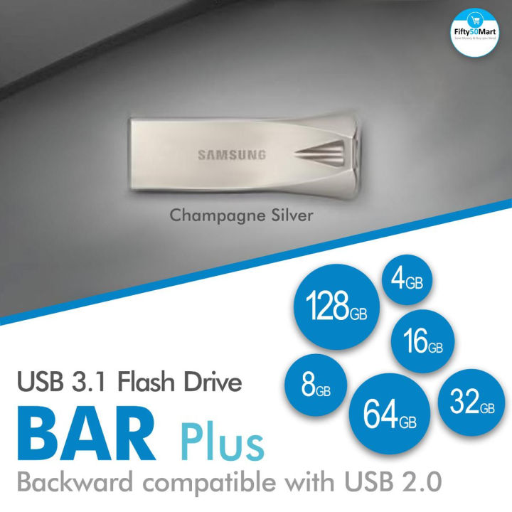 Bar Plus Flash drive samsung 100GB/64GB/32GB/16GB/8GB USB Metal Body ...