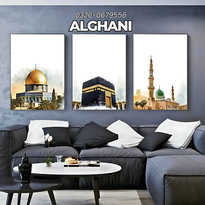 Mecca, Masjid an-Nabawi Medinah and Al Aqsa Painting | Custom Size is ...