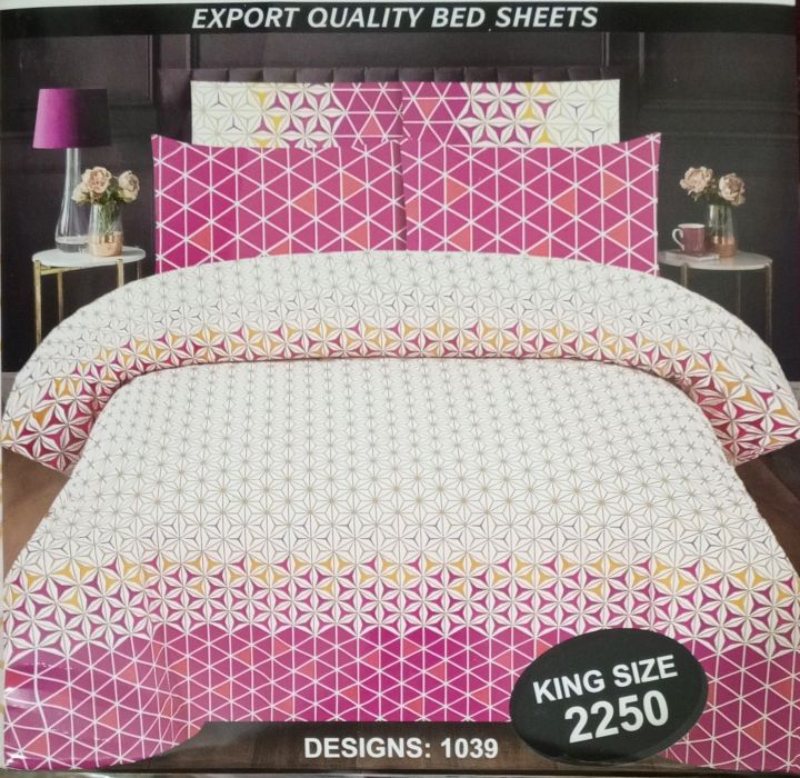 Premium Double Bed Sheets Set: King Size Cotton Bedsheet with Pillow Covers Included | Stylish ...