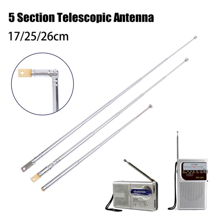17/25cm 5 Section Metal Full-Channel Am Fm Radio Antenna Telescopic ...