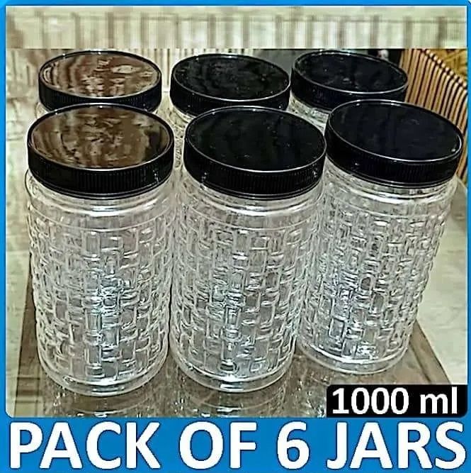 Pack of 6 Snack Jar for Kitchen 1 KG STORAGE SNACK JARS Spice JARS SET ...