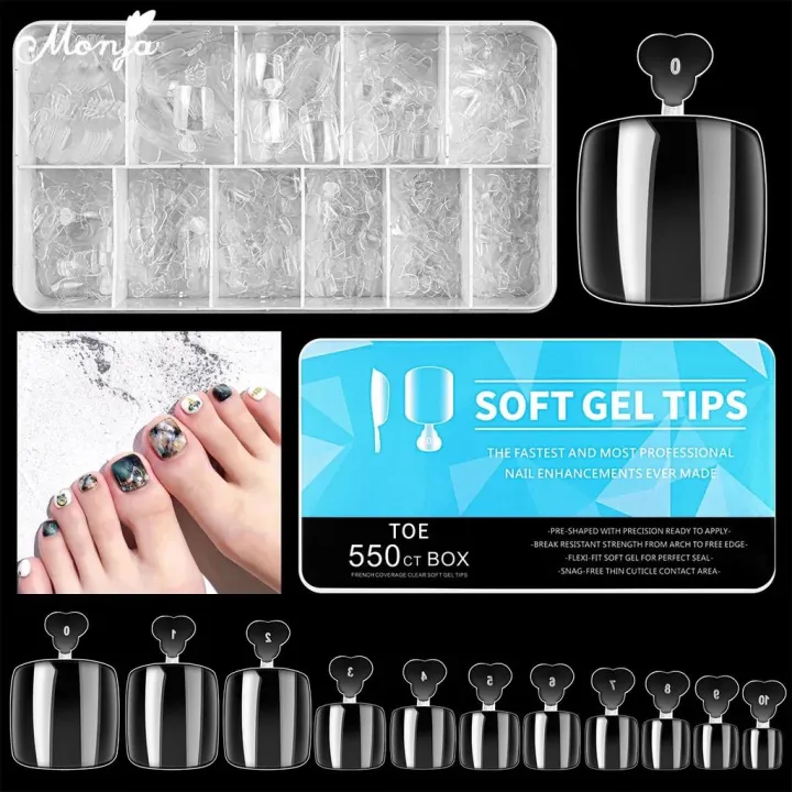 Clear DIY Toenail Acrylic Tip Extension Foot Full / Piece 550 Monja Box ...