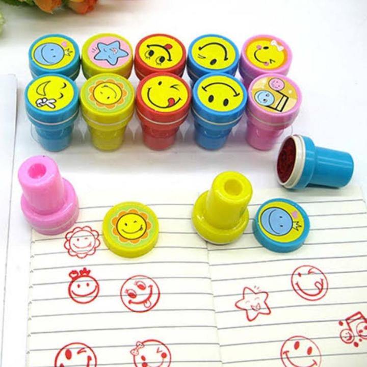 (Pack of 10) Cute Emoji Stamps | Cartoon stamp Face Stamper For Kids ...