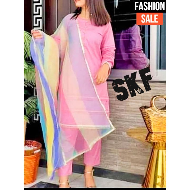 Shah Kamal Fabrics New Imported Shine Katan Silk 3 Piece Wedding ...