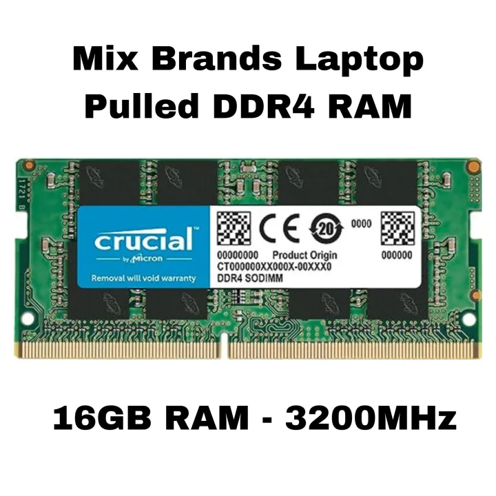 DDR4 RAM for Laptop 16GB 3200MHz Mix Brands Laptop Pulled | Daraz.pk