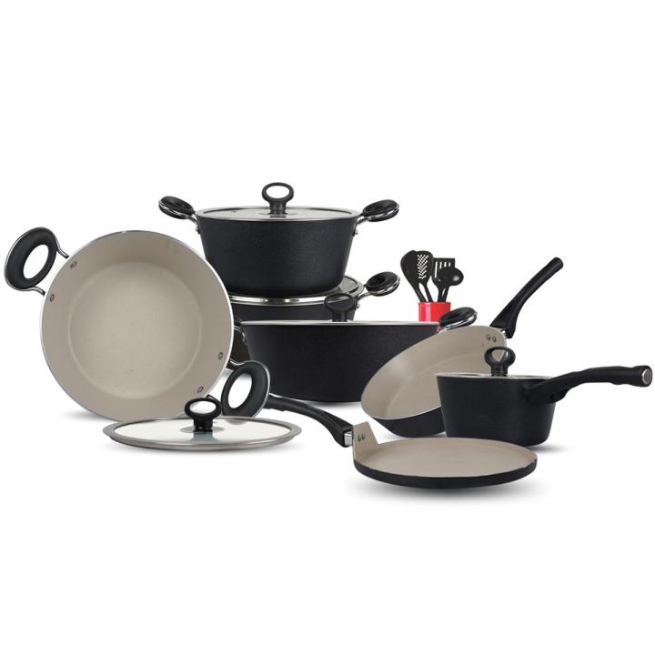 SK 16 Pieces Non Stick Gift Pack Signature Cookware Set - B&W | Daraz.pk