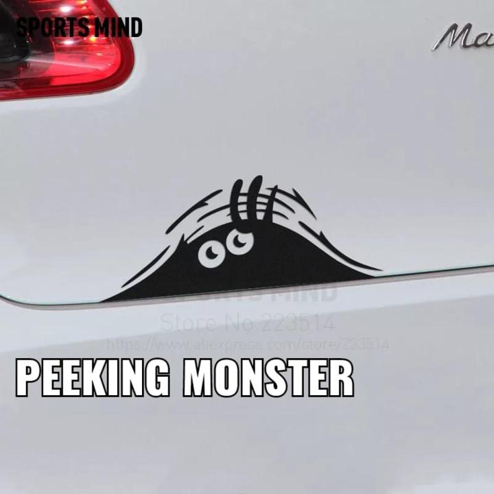 PEEKING MONSTER (Black) Car hood lamp eyebrow sticker decoration ...