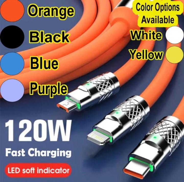 120W Cable 3 in 1 Suitable for all charging ports, Super Fast Charging ...