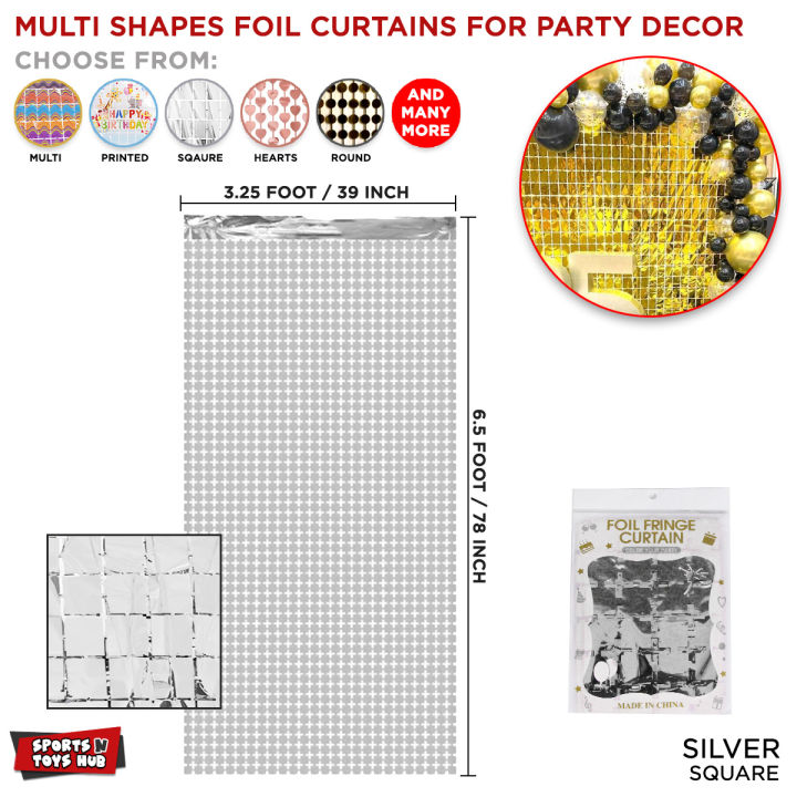 Tinsel Metallic Shapes Foil Fringe Curtains Party Photo Sequin Square ...