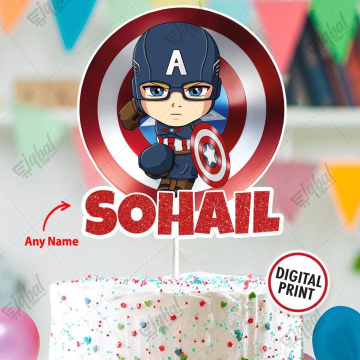 Personalised Digital Cake Topper Captain America Avengers Theme topper ...