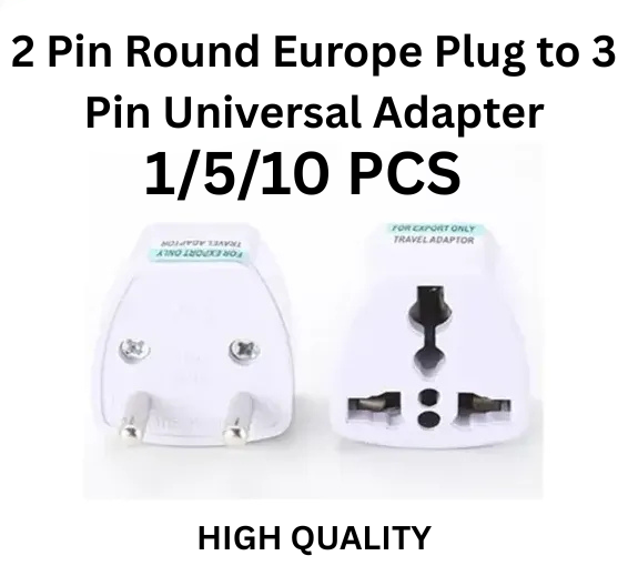 1 / 5 / 10 Pieces Europe Plug to Universal Adapter – 2 Pin Round to 3 ...